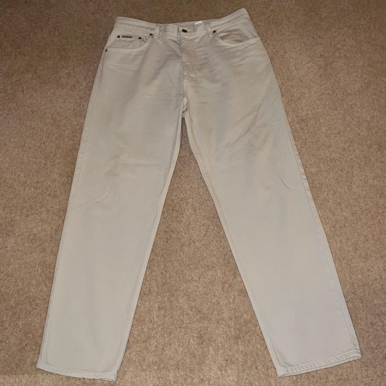 Calvin Klein jeans. Cream colored. 100% cotton.... - Depop