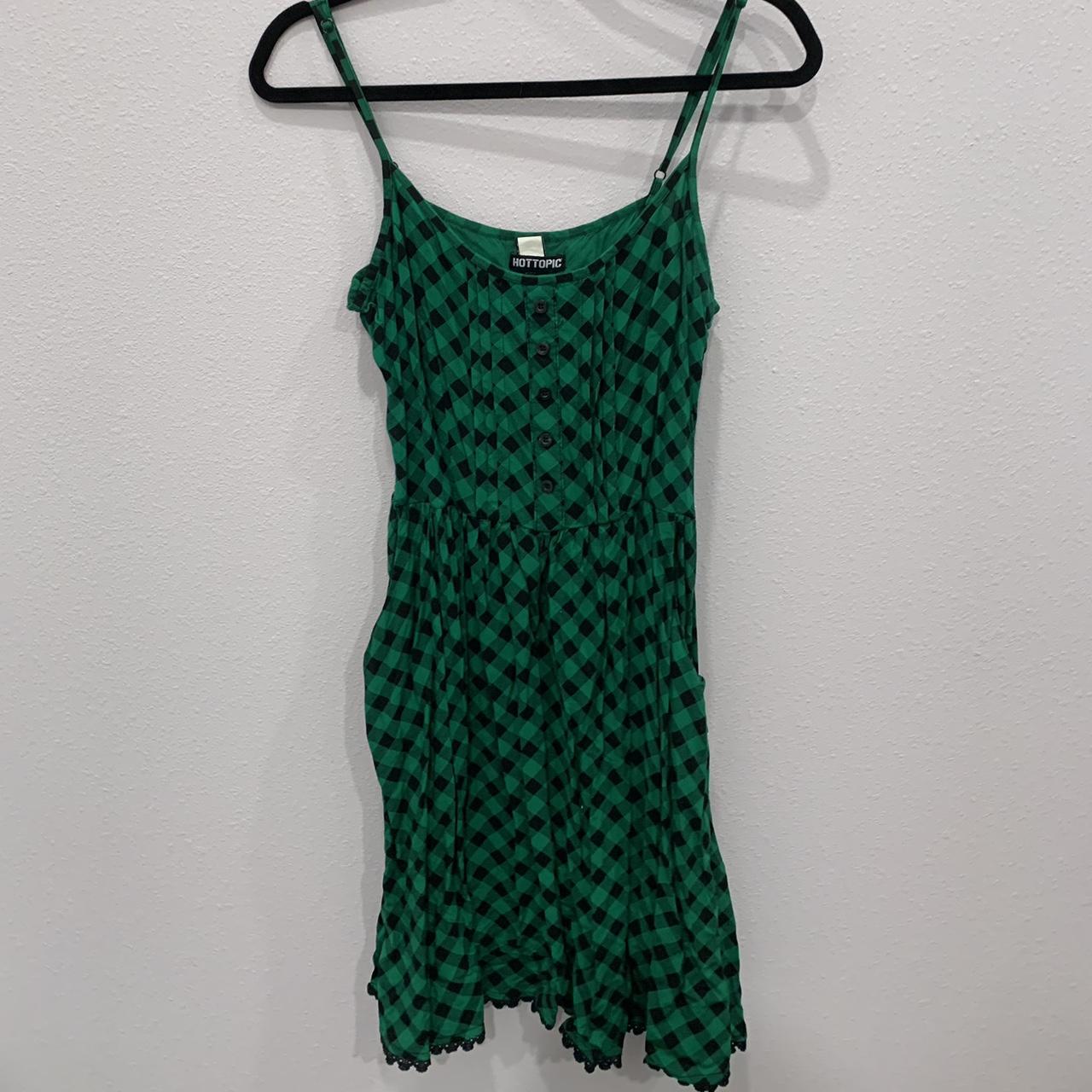 Hot Topic Women's Green and Black Dress | Depop