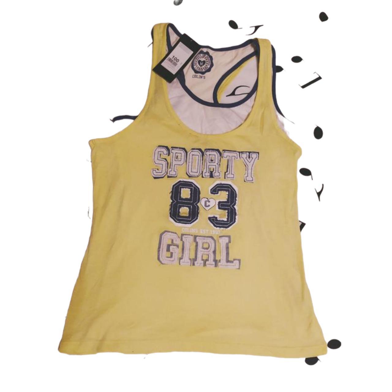 y2k sporty girl racerback top with numerals sz S... - Depop