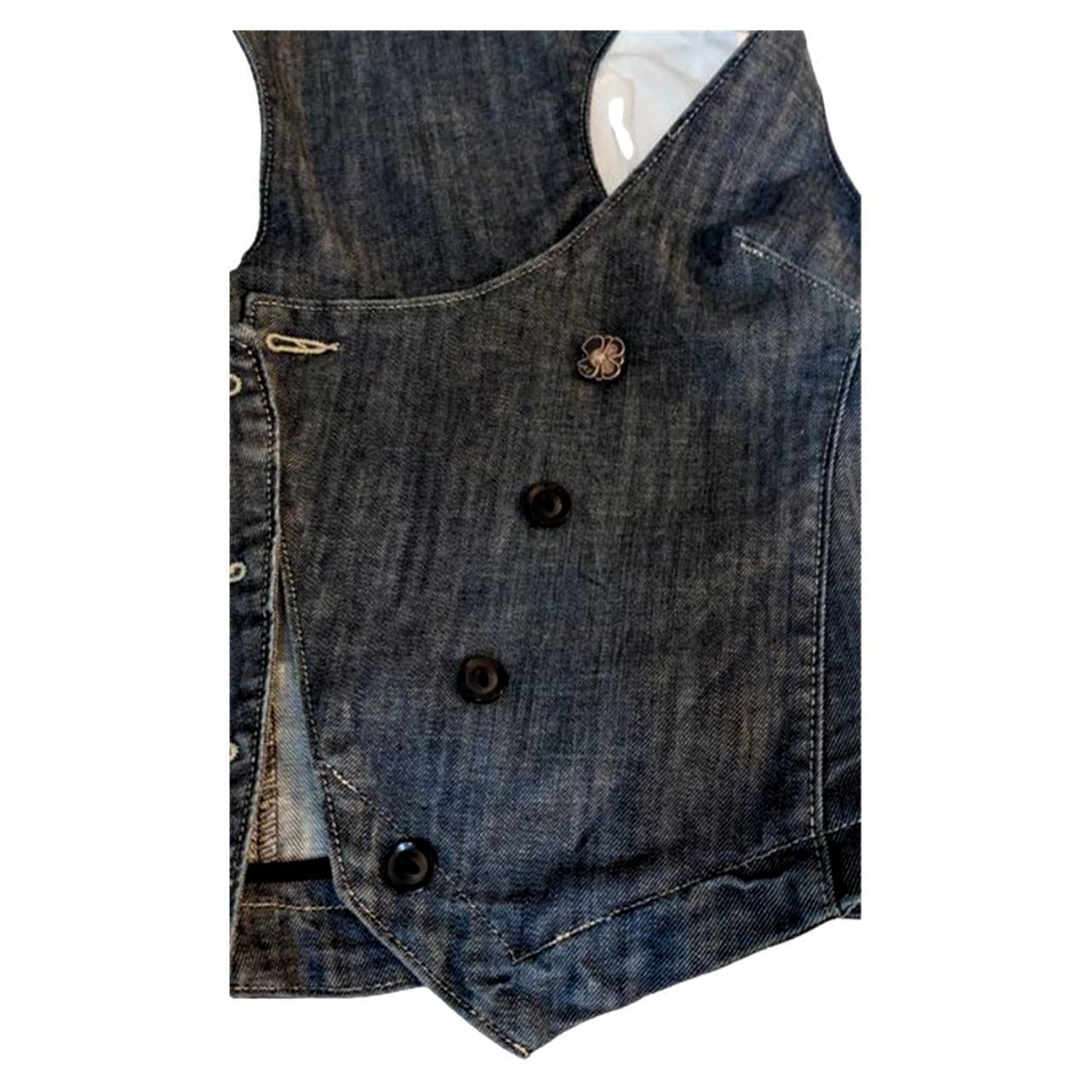 Denim corset vest sz S state of new thing... - Depop