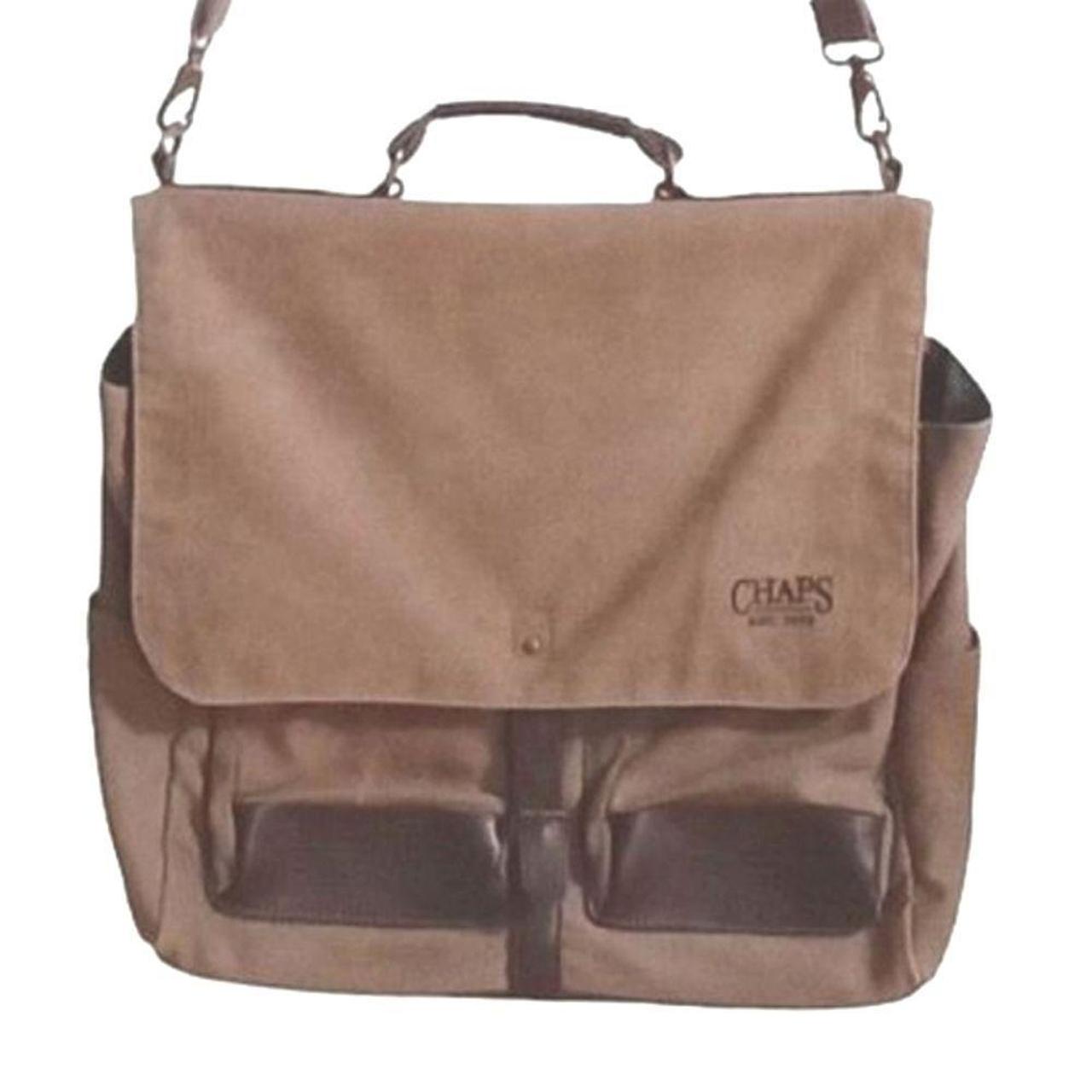 Chaps Canvas Messenger Bag / Satchel Brown Handle... - Depop