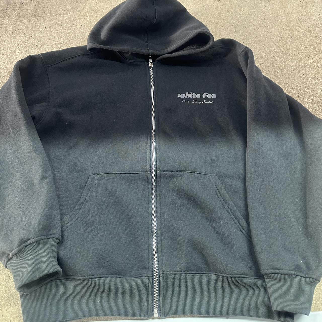 Size XXS/XS oversized White Fox zip up hoodie - Depop
