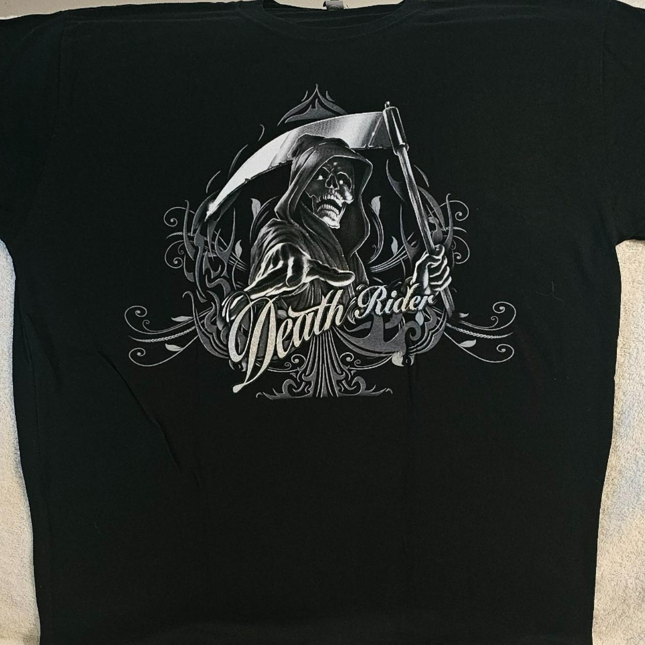 MOTORCYCLE GRIM REAPER SKELETON SCYTHE BIKER... - Depop