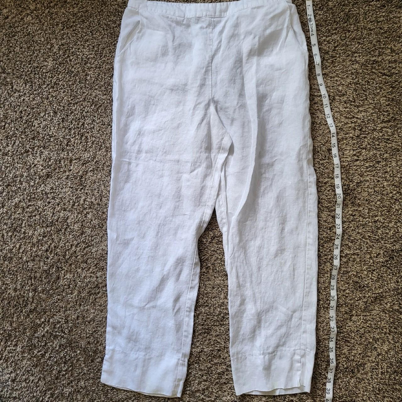 Peck Peck white linen pants tag size L. Length. Depop