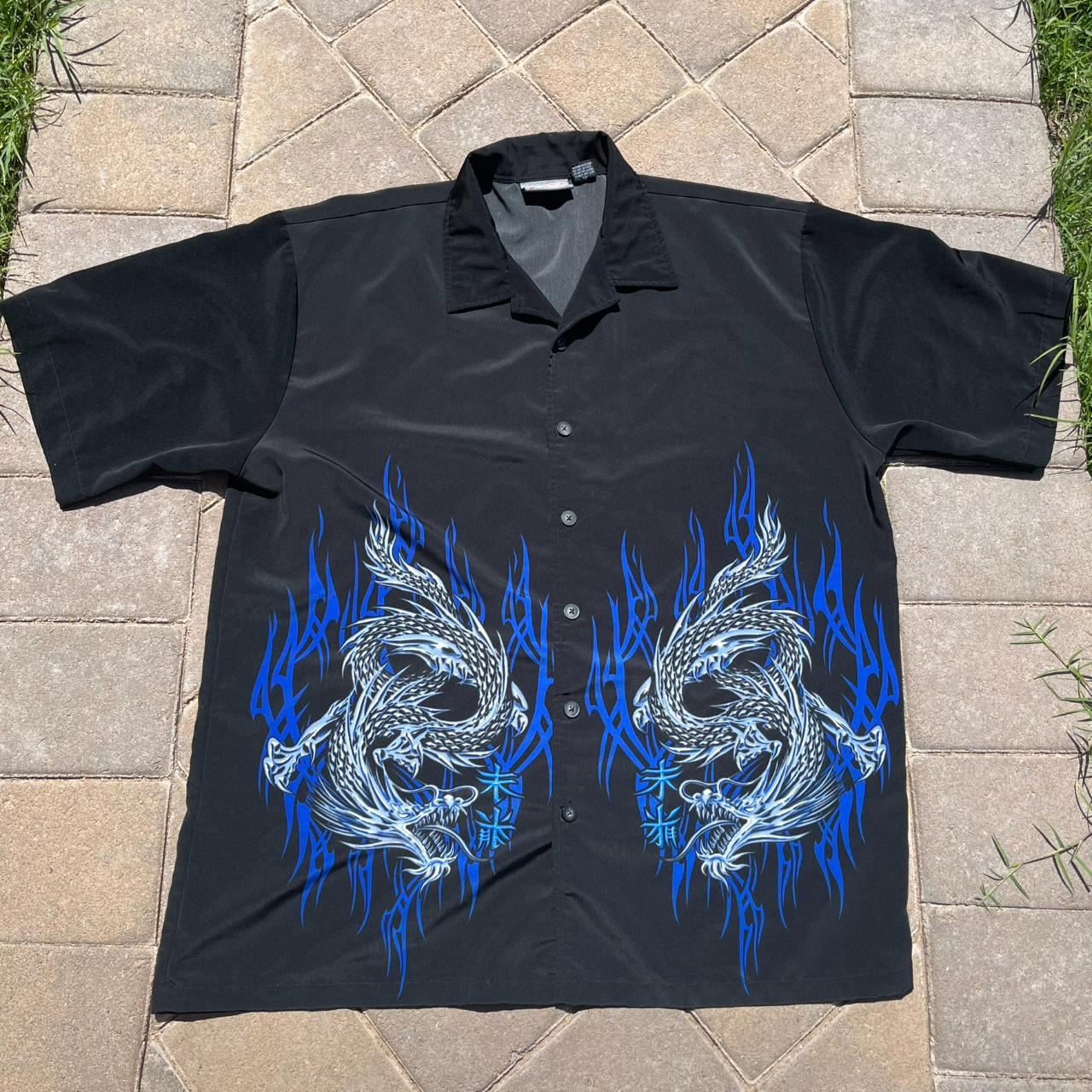 BREAKDOWN dragon button up - y2k ahh dragon... - Depop