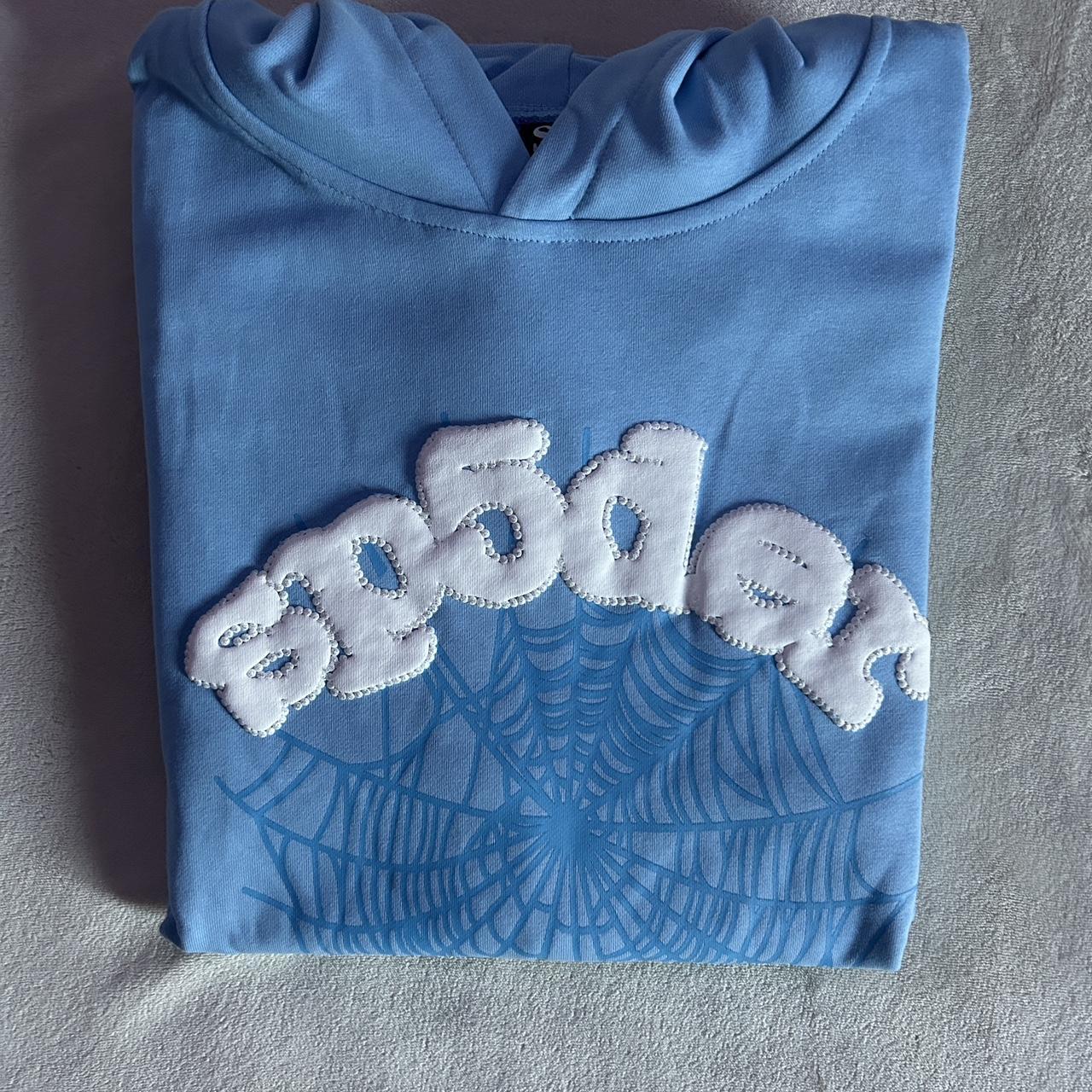 Sp5der Hoodie in Light Blue *Size L* 💎 Fast *Cheap*... | Depop