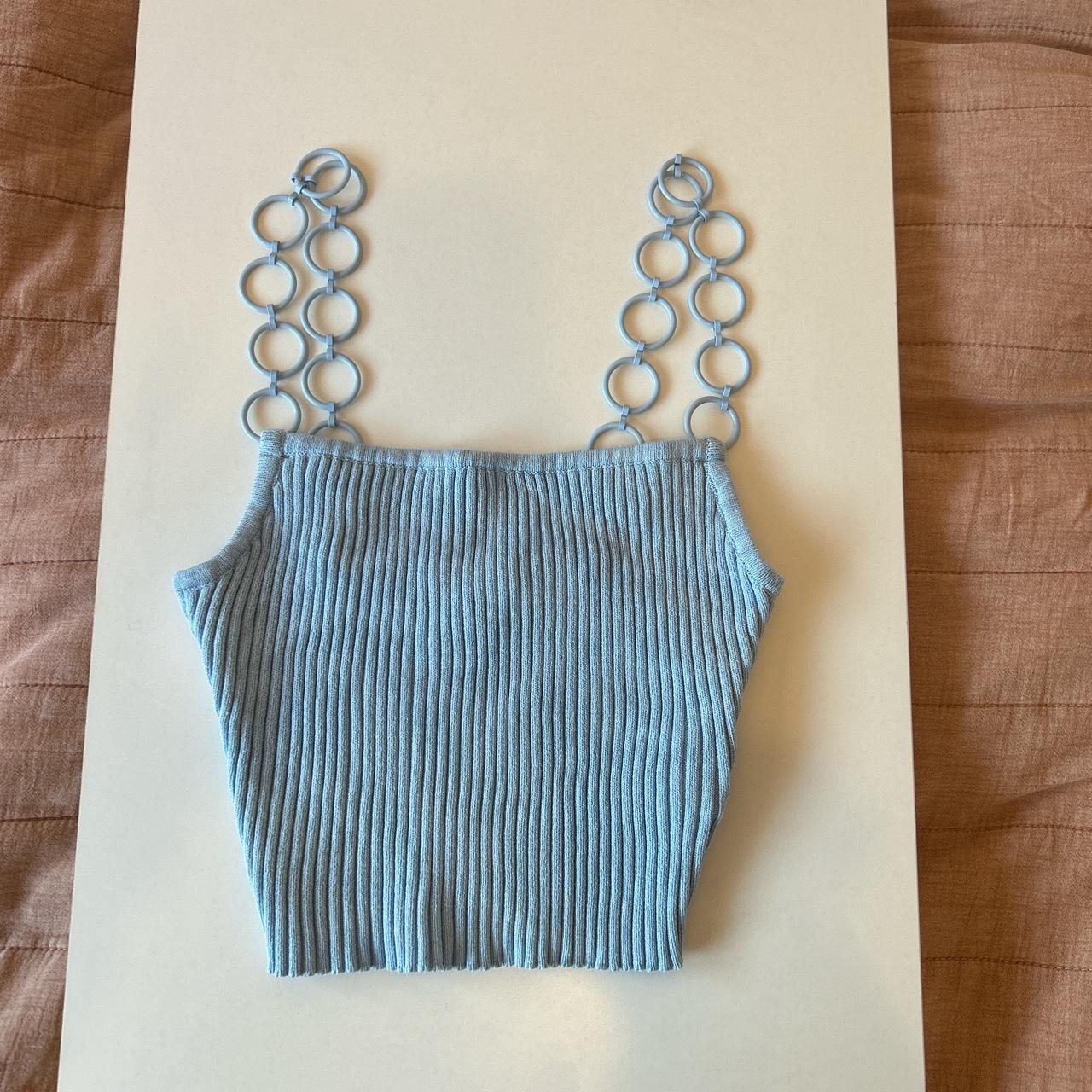 Glassons baby blue chain top Never worn (without... - Depop