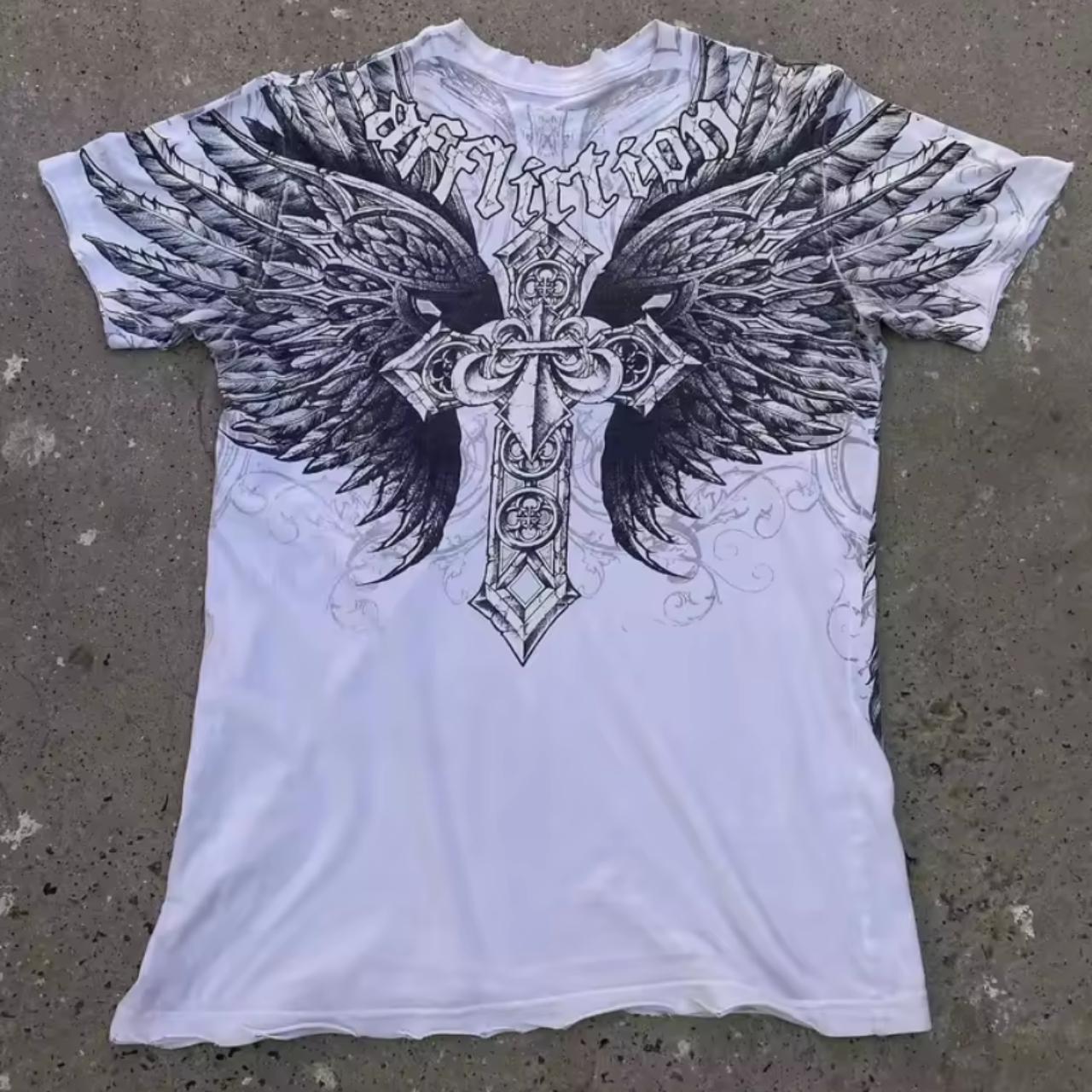 Super swaggy affliction white tee. Mens t shirt... - Depop