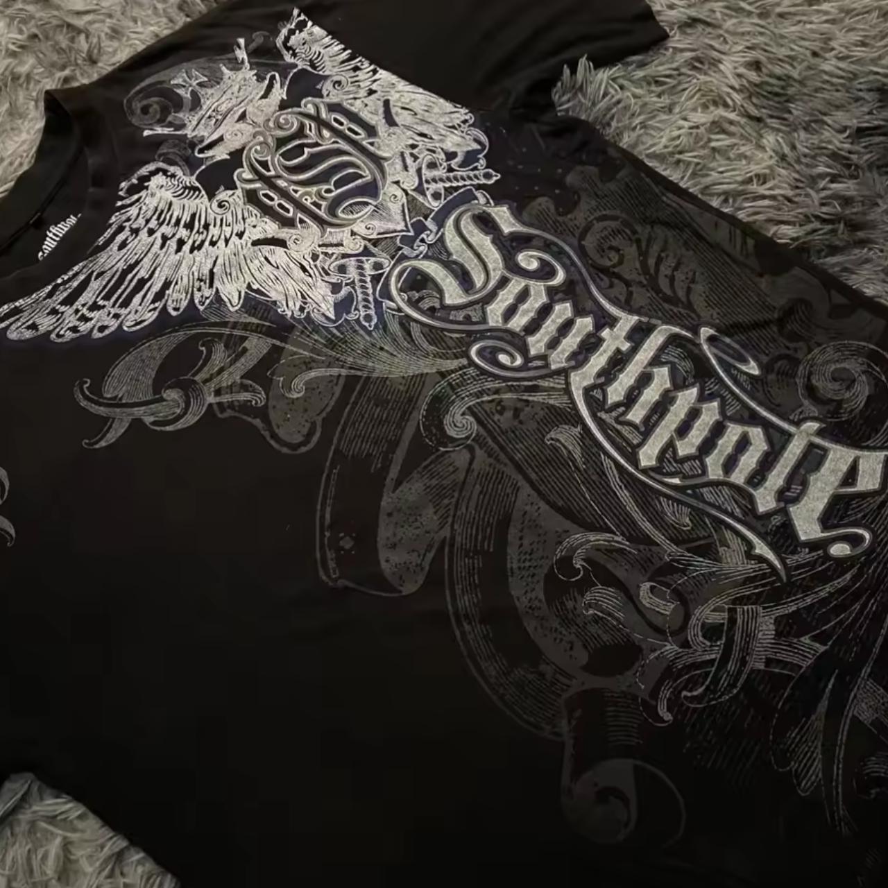 Grunge black graphic tee super cool Feel free to... - Depop