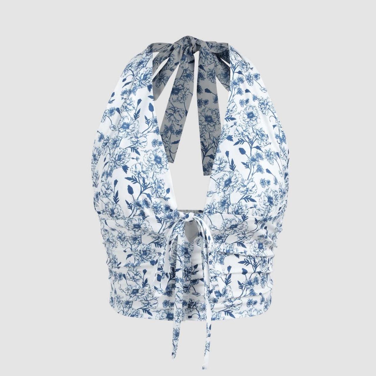 Cider Women's Blue Crop-top | Depop