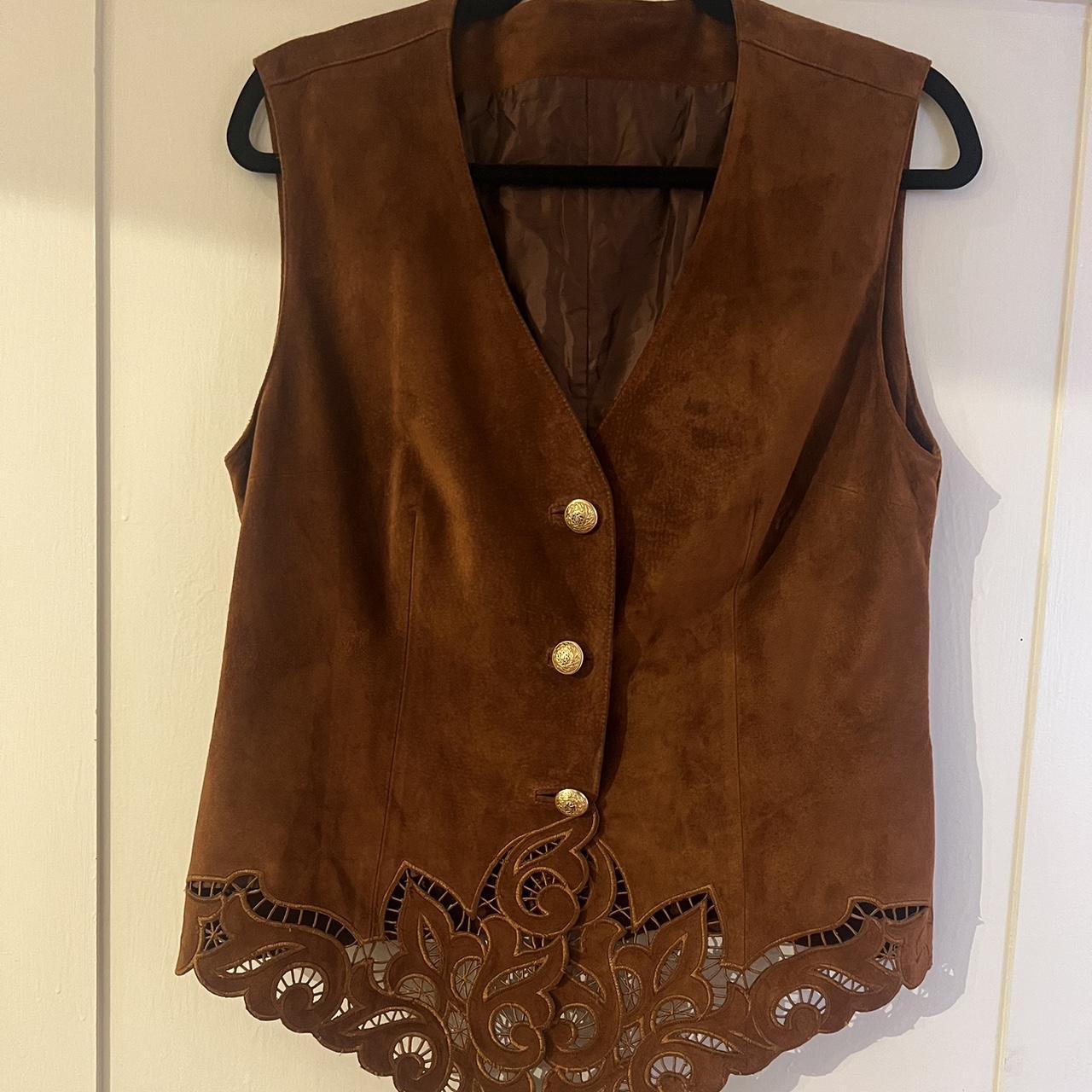 Vintage brown suede waste coat. In perfect condition... - Depop