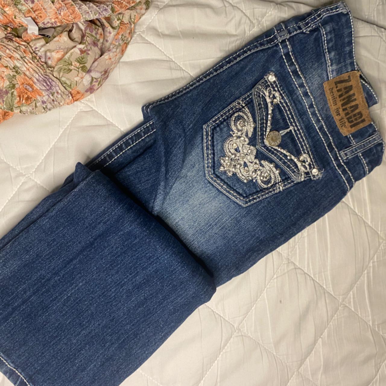 Bootcut white rhinestone jeans Recommended for a... - Depop