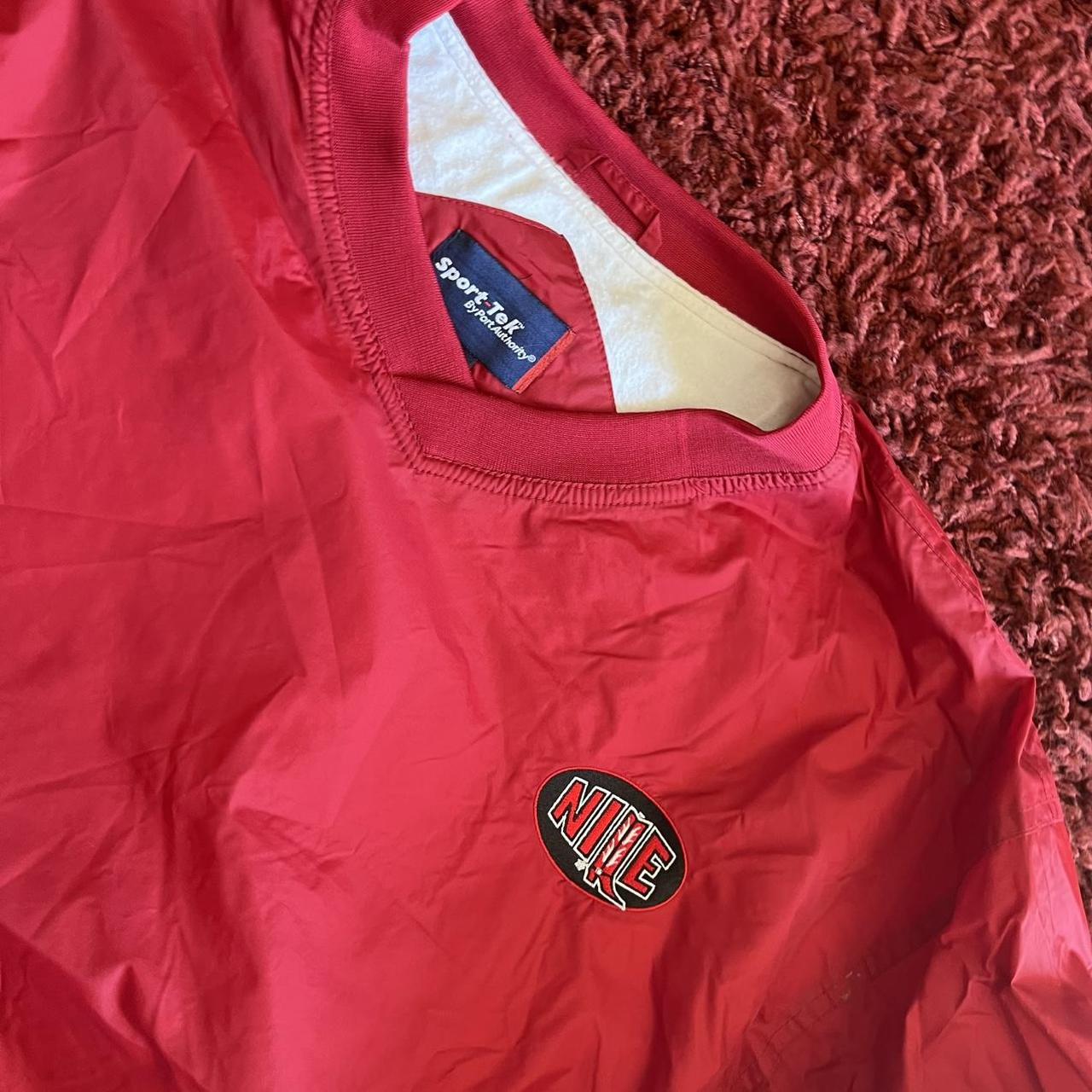 Vintage Off Brand Nike Jacket Red Shell With Fleece... - Depop
