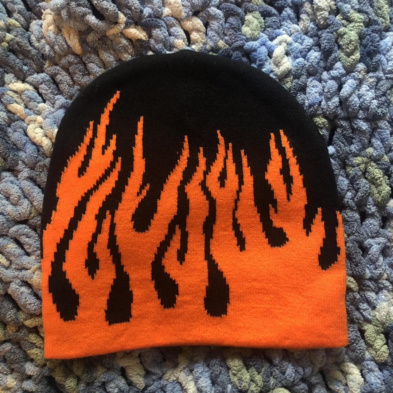 Flame Fire Beanie in Orange/Black 🚨BUY 2 of MY... - Depop