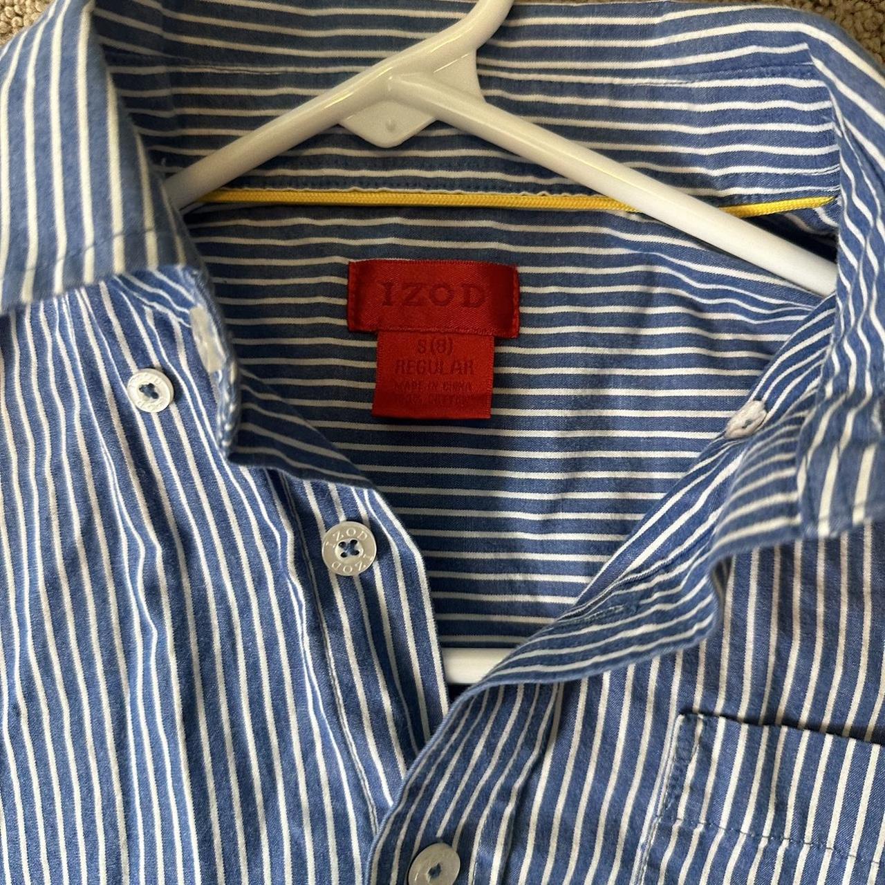 Izod Blue and White Shirt | Depop