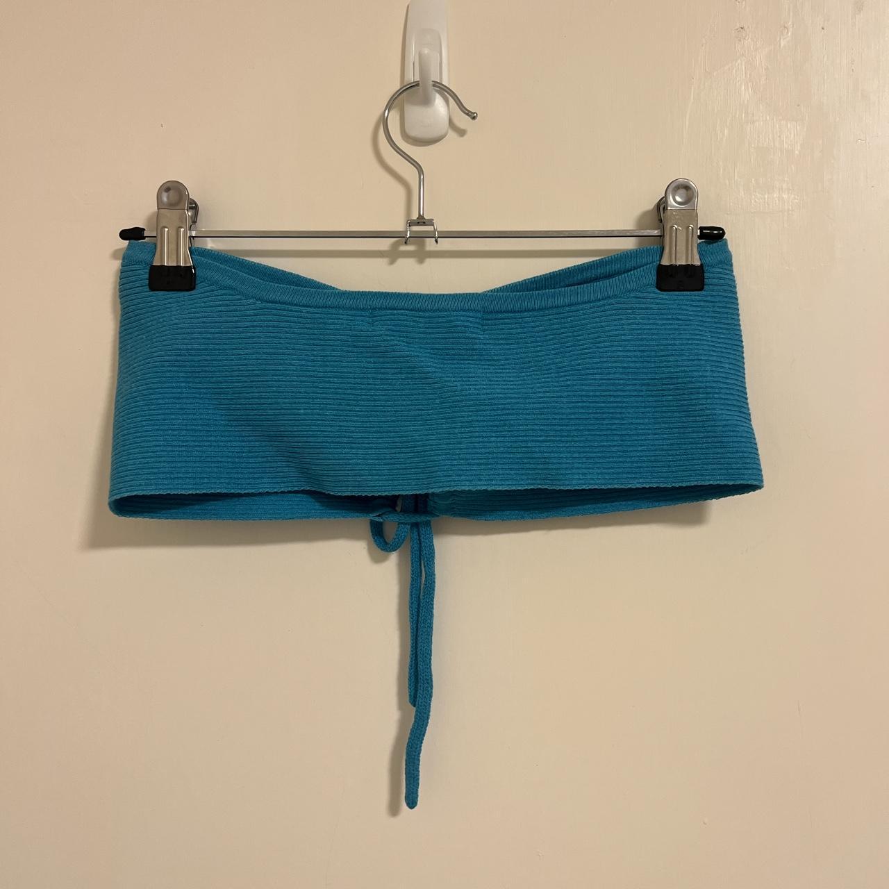 blue knit bandeau 💙 Tie front keyhole detail 💙 Can... | Depop