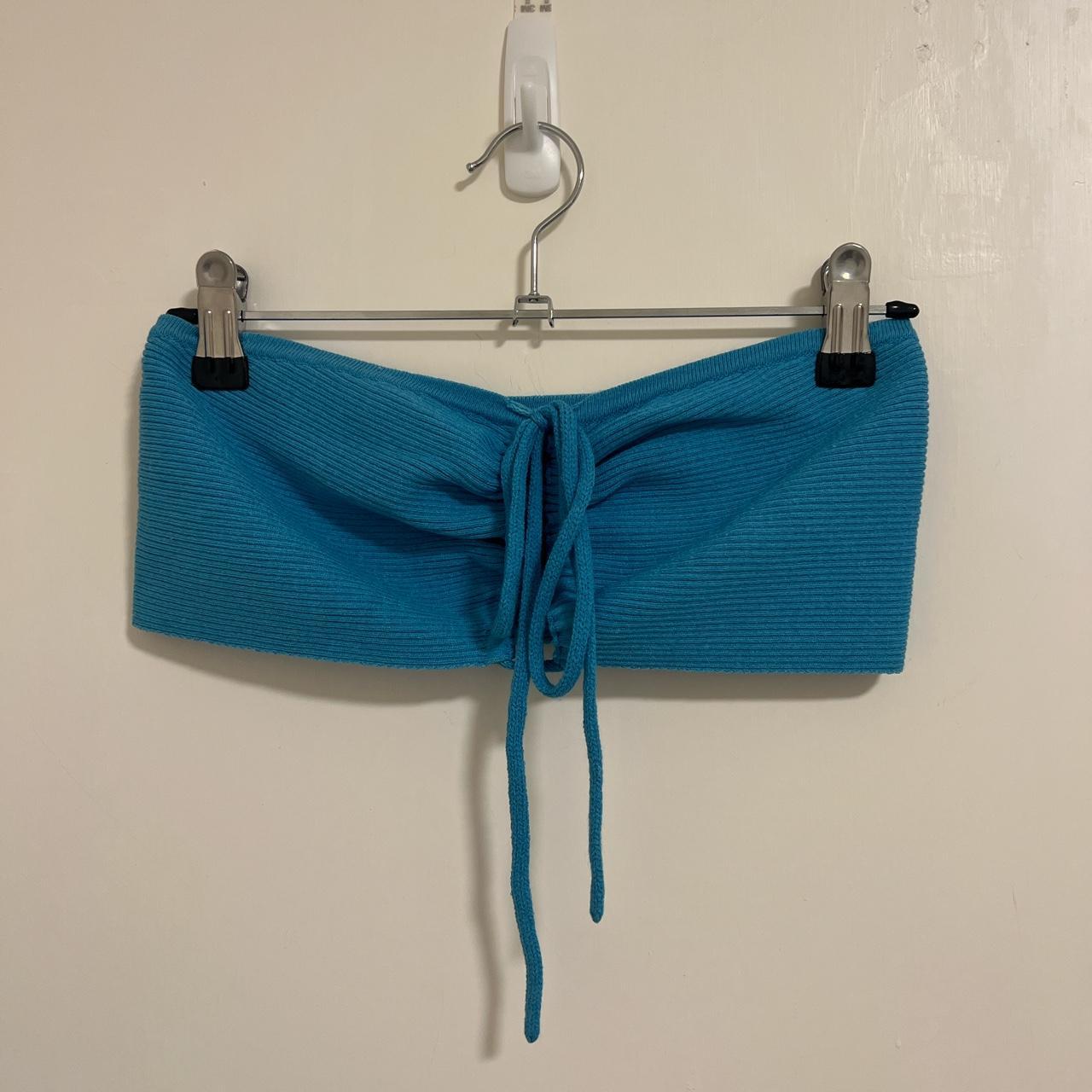 blue knit bandeau 💙 Tie front keyhole detail 💙 Can... | Depop