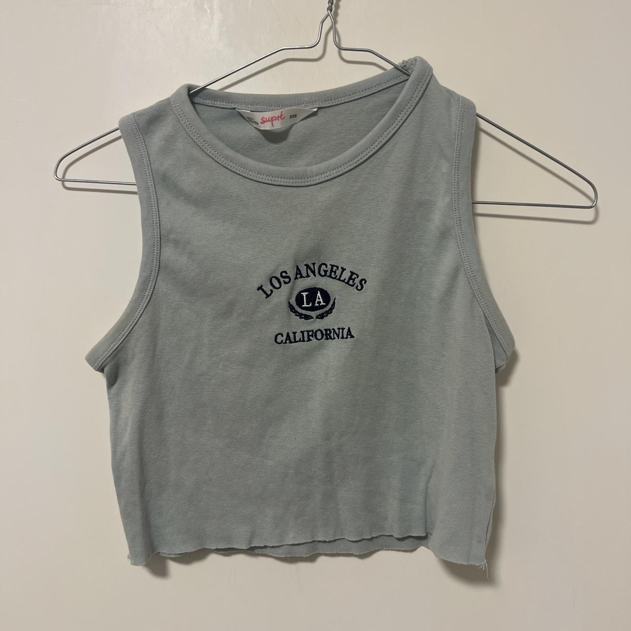 Supre grey/blue graphic tank Size XXS worn a... - Depop