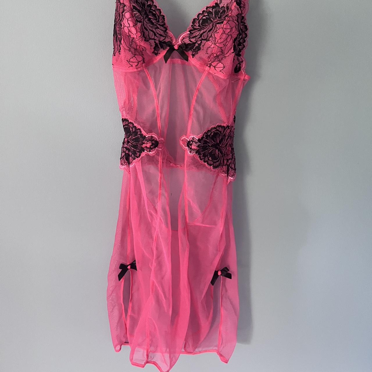 Sheer pink & black Agent Provocateur negligee dress... - Depop