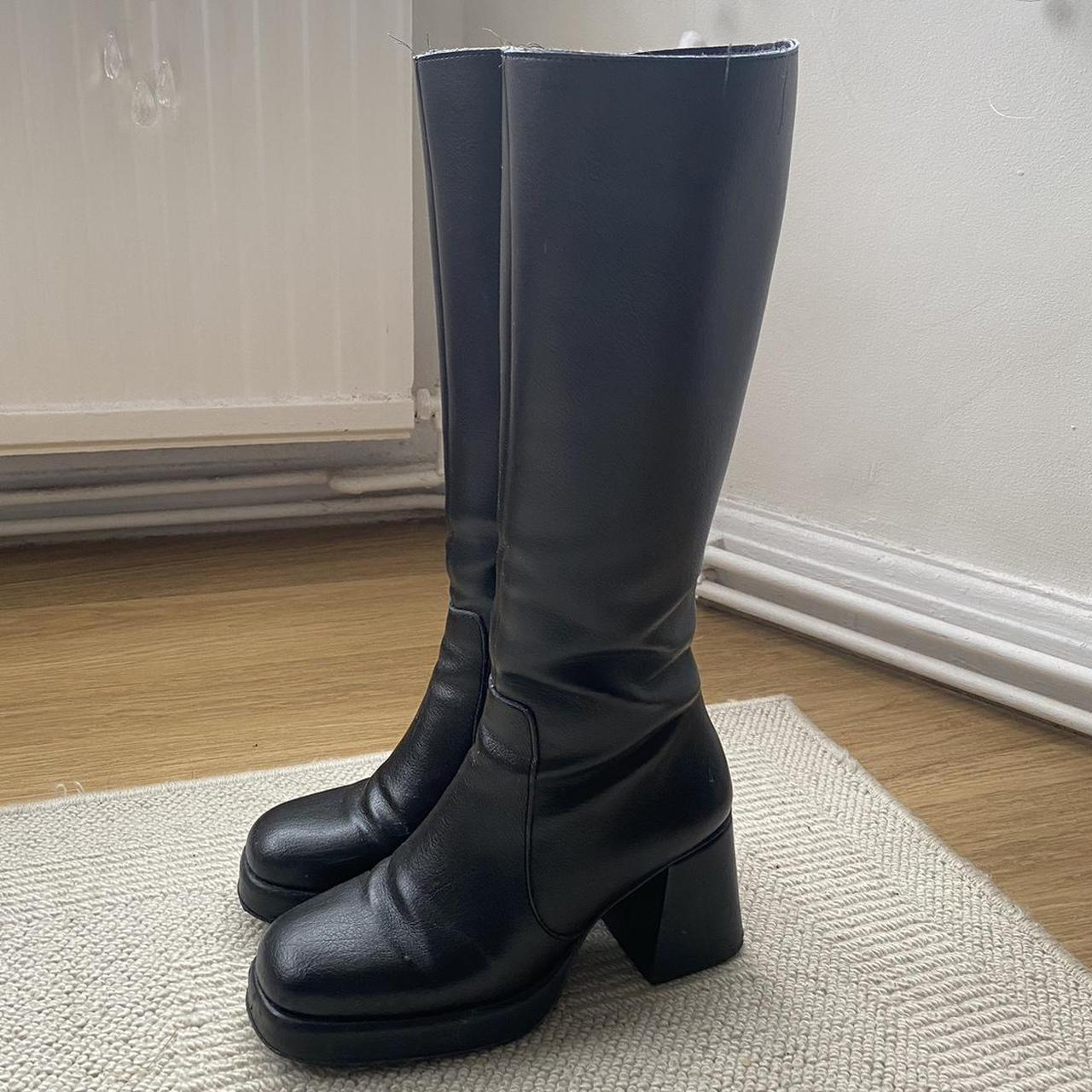 Urban outfitters leather 70s style knee high boots •... - Depop