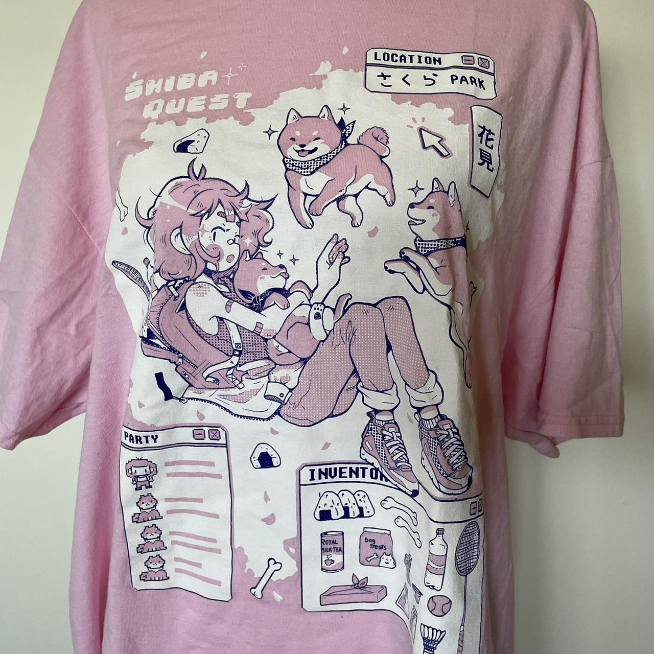 Vapor95 Vaporwave Pink Shiba Inu Quest Japanese Game... | Depop