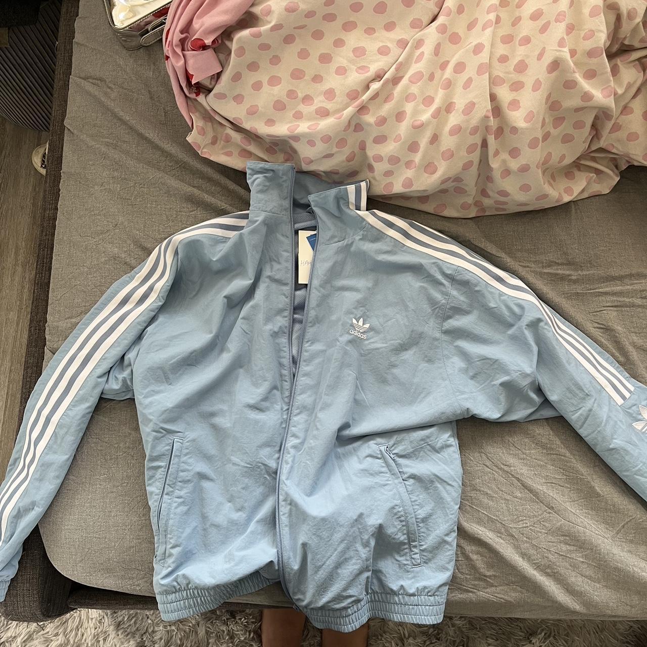 Adidas baby blue track jacket. Brand new with tags... - Depop