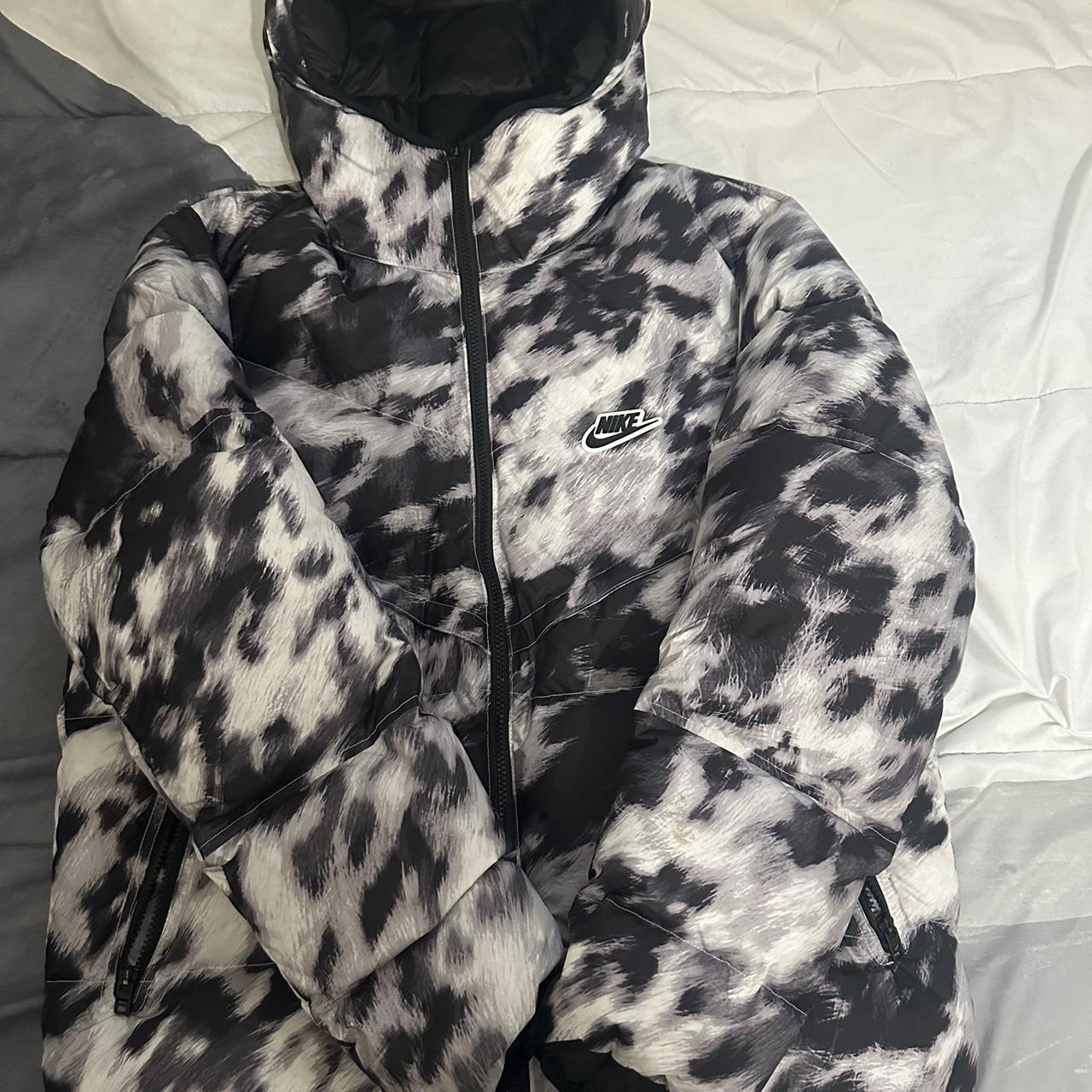 Large black and white Nike puffer Worn Once Size... - Depop