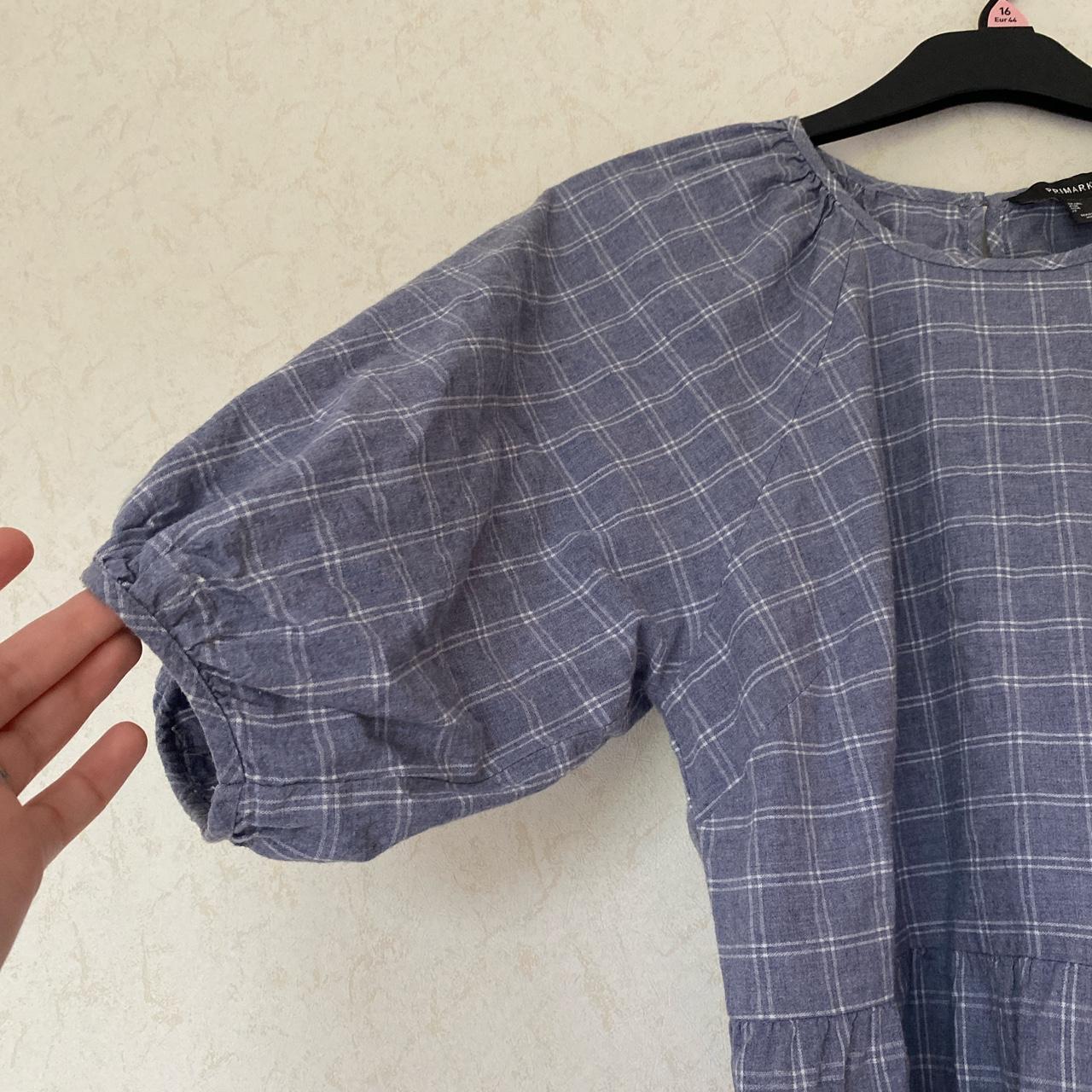 Primark blue and white check dress, worn once. Size... - Depop