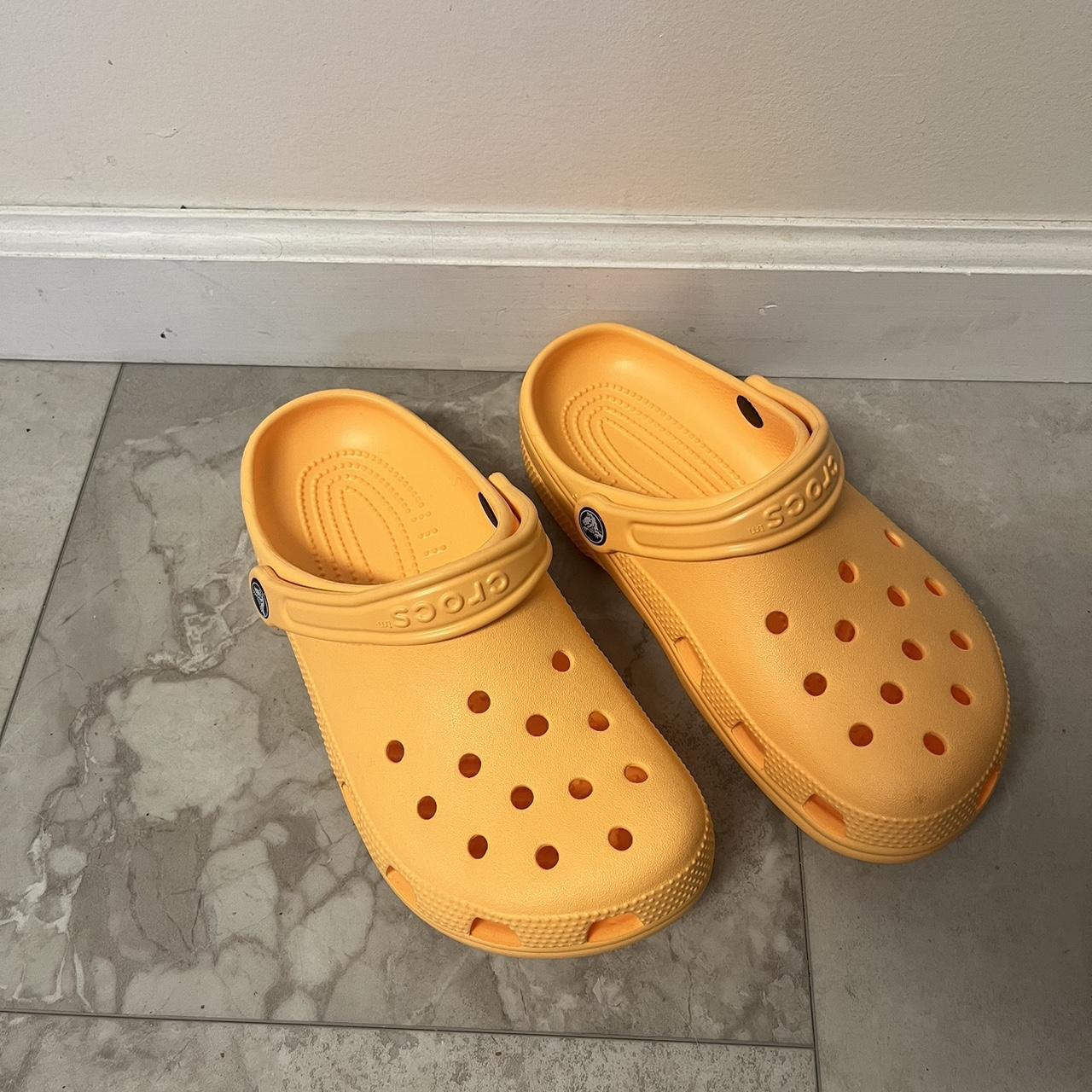 Creamsicle colored crocs, worn only a couple... - Depop