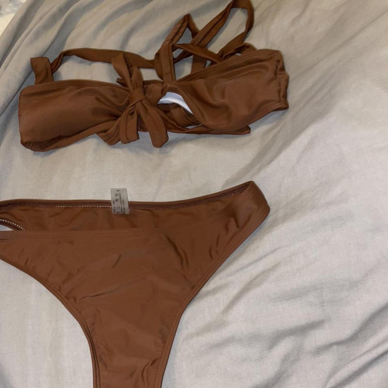 Stunning 3 piece brown bikini Size medium Worn once... - Depop