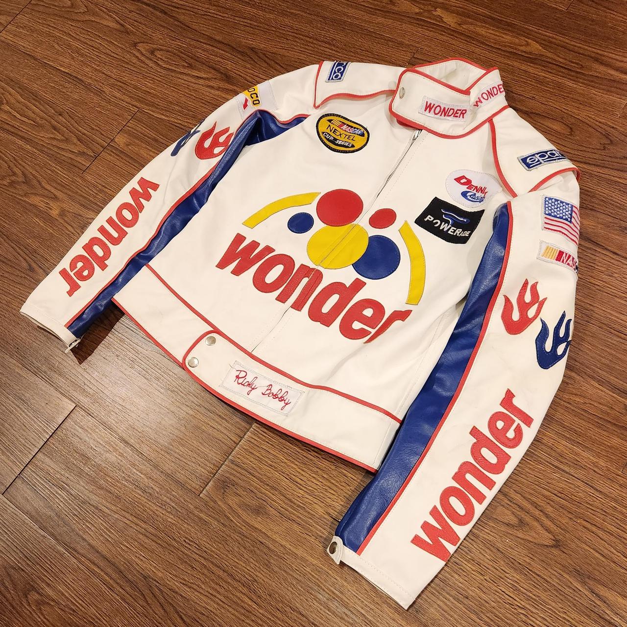 Ricky Bobby Nascar Jacket Faux Leather Some stains,... | Depop