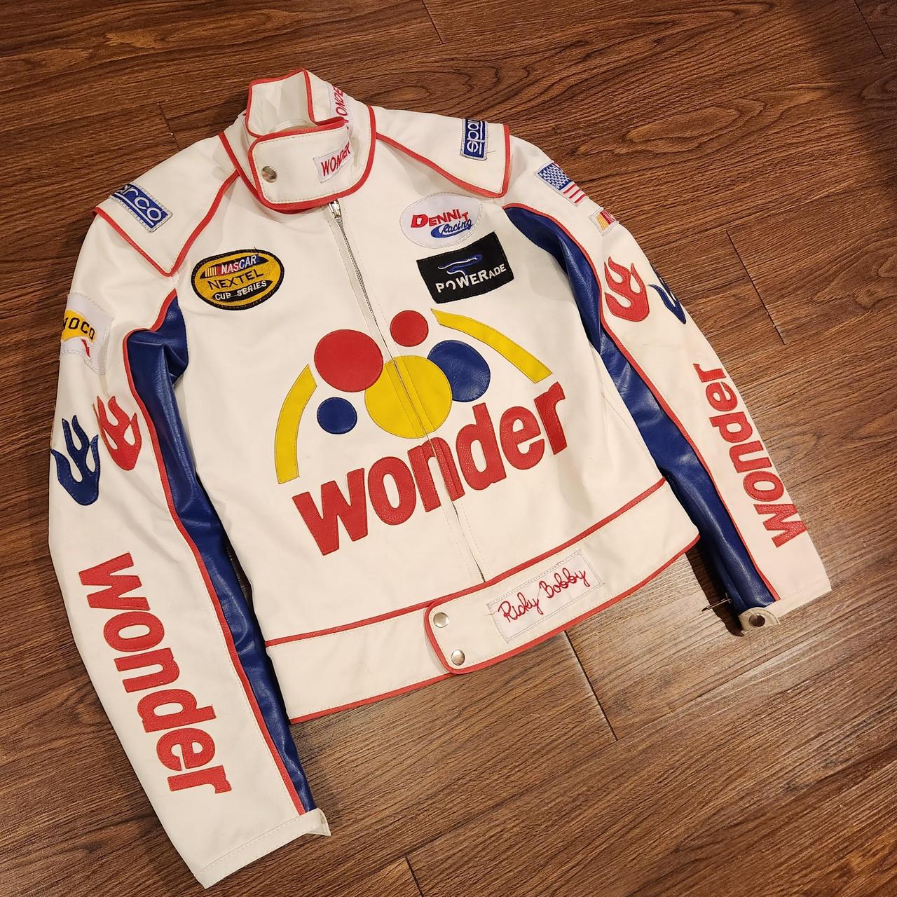 Ricky Bobby Nascar Jacket Faux Leather Some stains,... | Depop