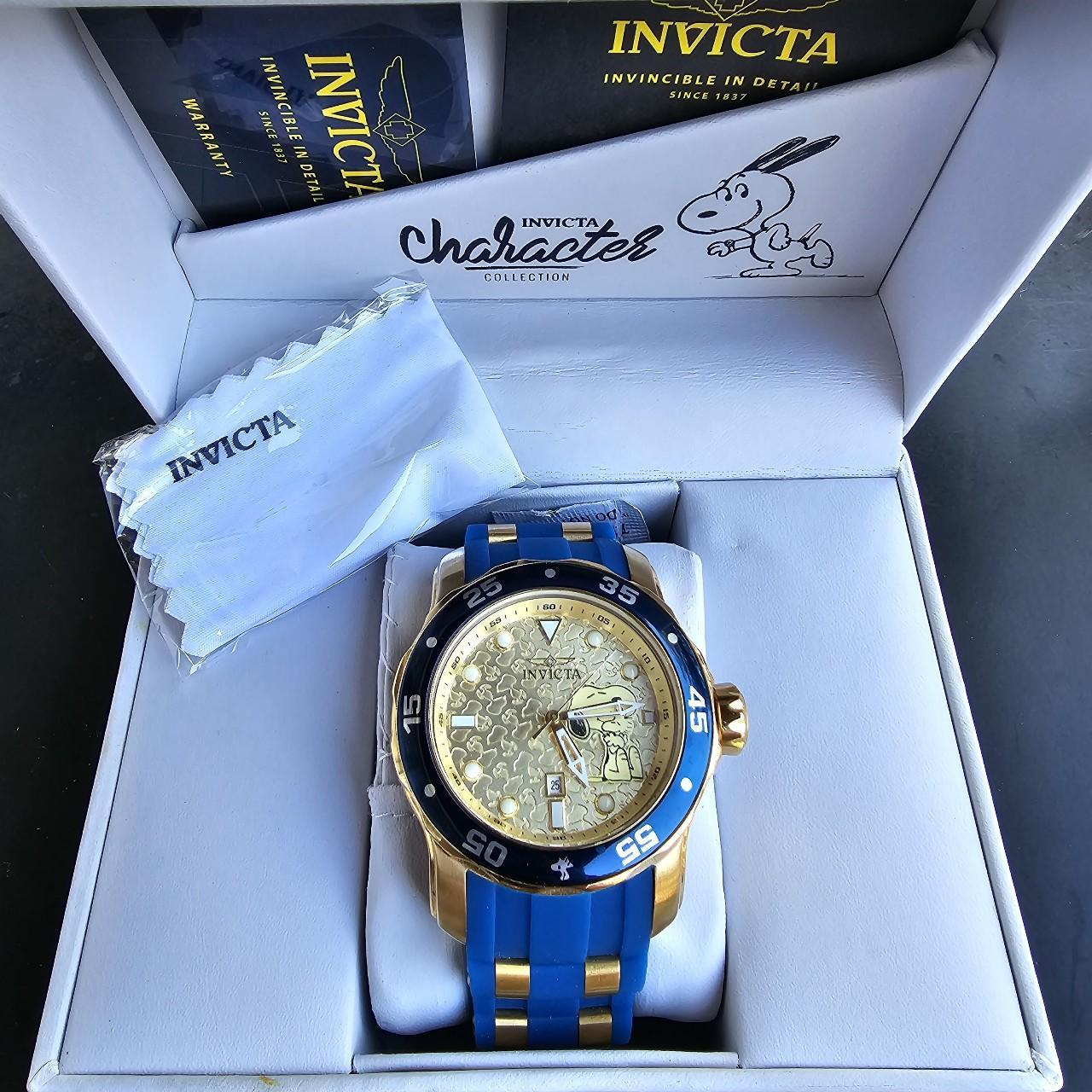 Invicta Men's Blue and Gold Watch | Depop