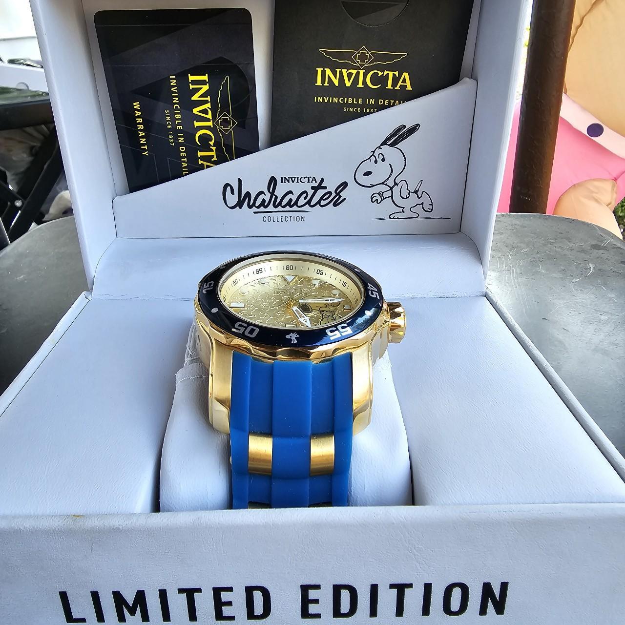 Invicta Men's Blue and Gold Watch | Depop