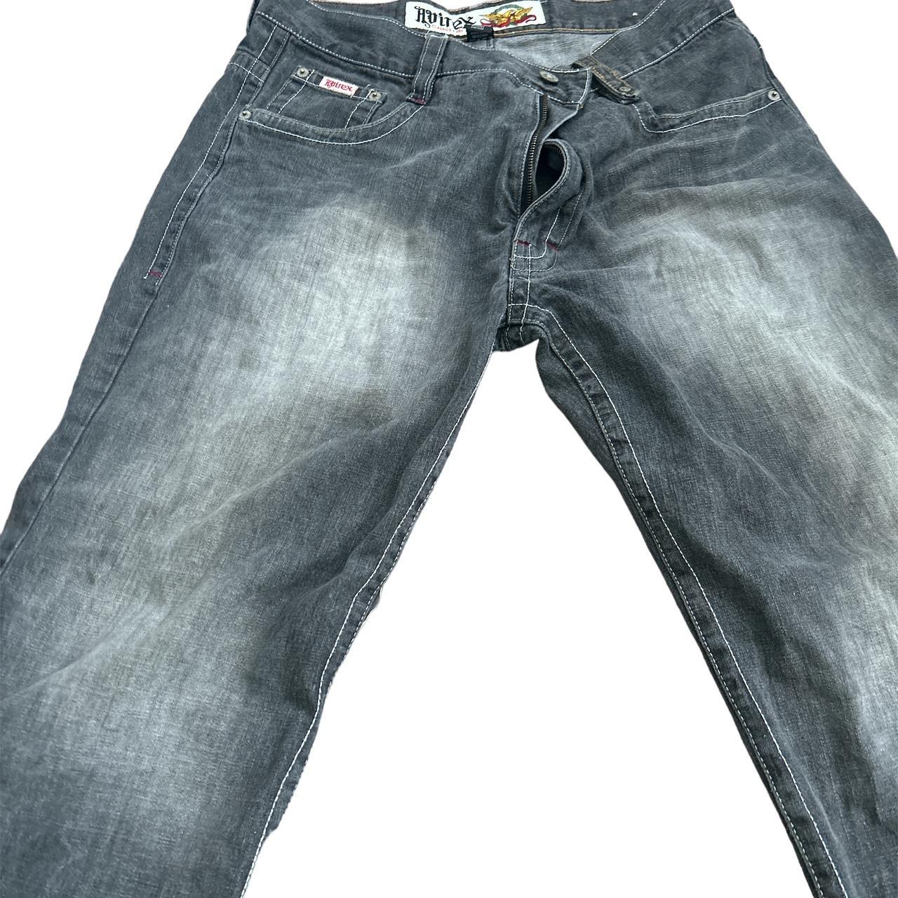 Avirex Dragon Embroidered Jeans light dark wash Y2K... - Depop