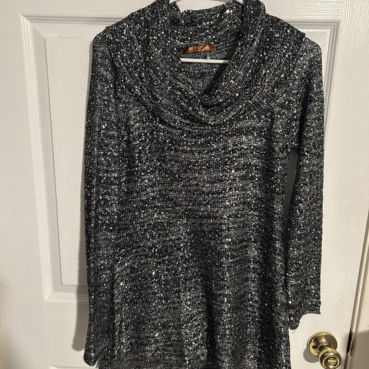 Belldini Womens Asymetric Turtle Neck Sweater Gray... - Depop