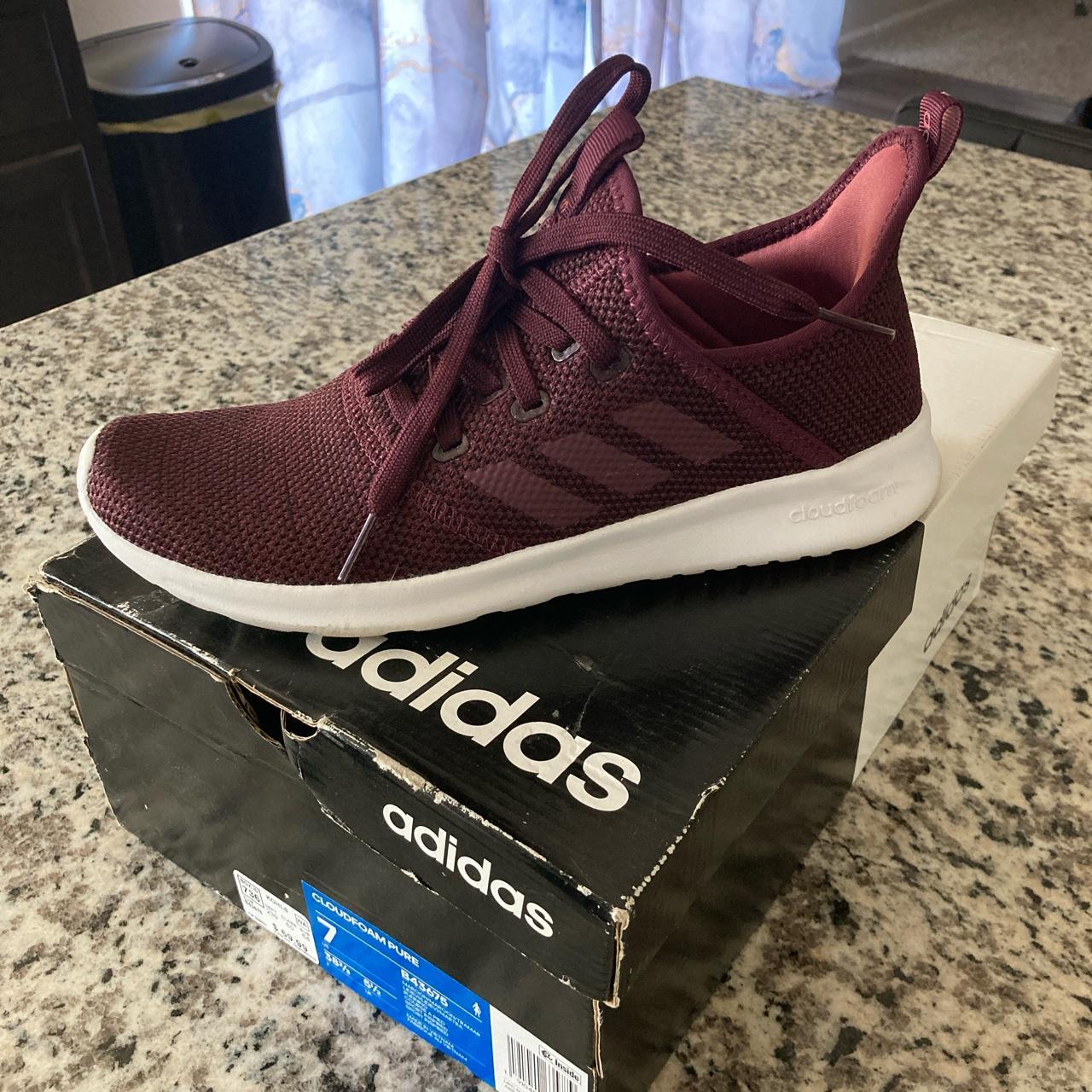 Adidas Maroon cloud foams 7 Womens Worn once... - Depop