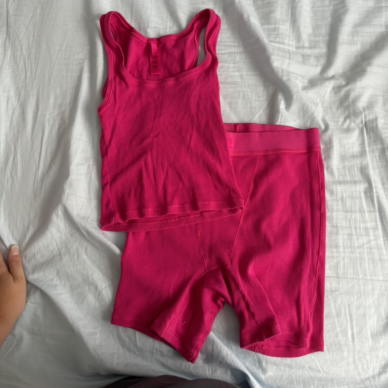 Skims hot pink sleep set Cotten lounge set Both size... - Depop