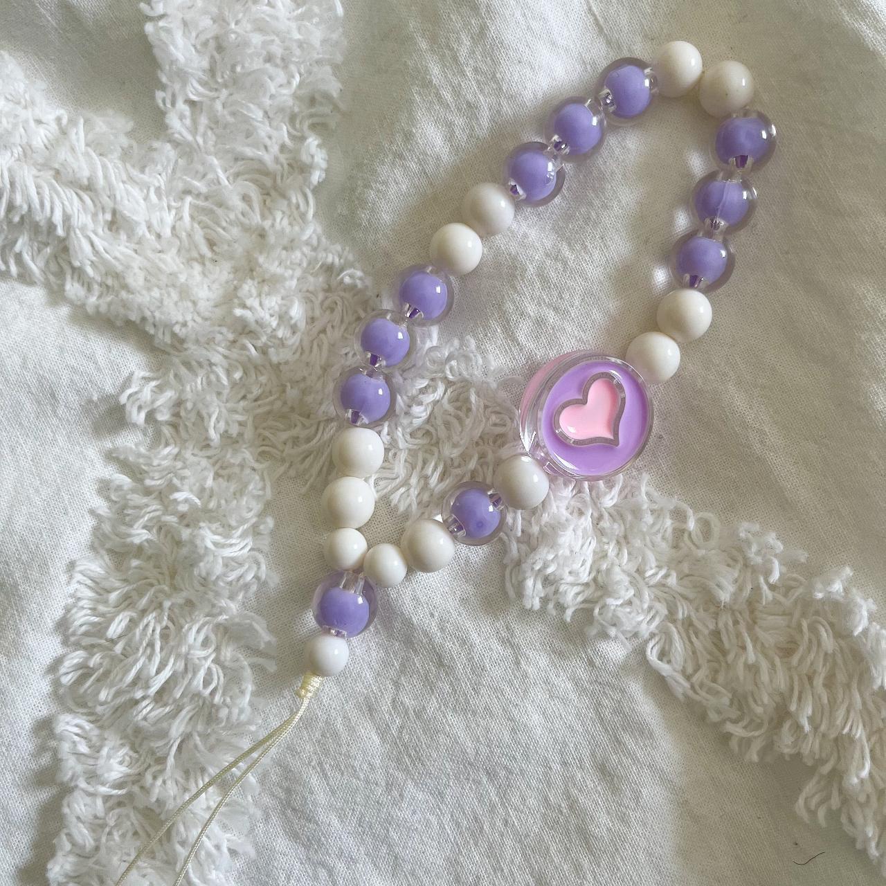 Cute Purple Heart Beaded Phone Chain #PhoneChain... - Depop