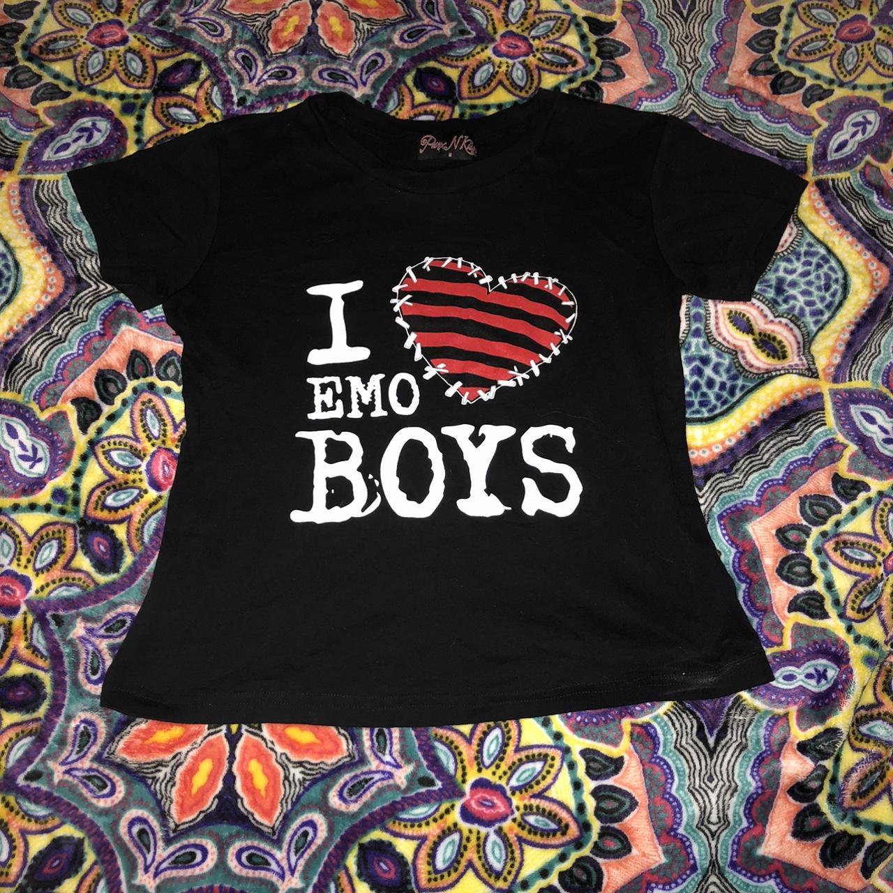 punxnkisses i love emo boys baby tee size medium,... - Depop