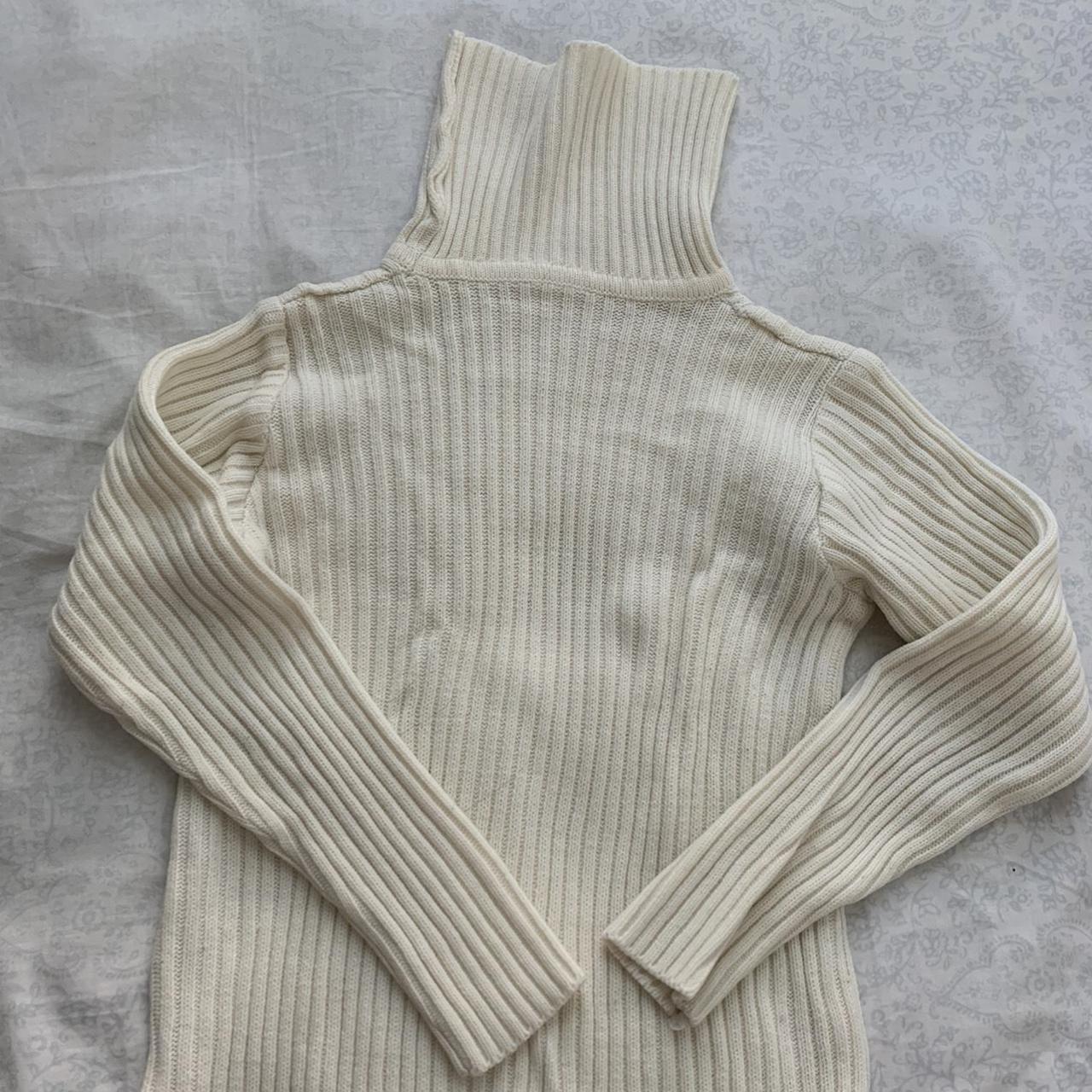 thick ribbed cream turtleneck. super durable and... - Depop