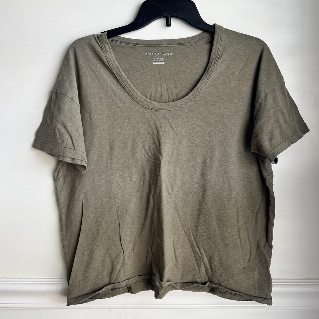 American Eagle basic tee. Olive green color. Size... - Depop