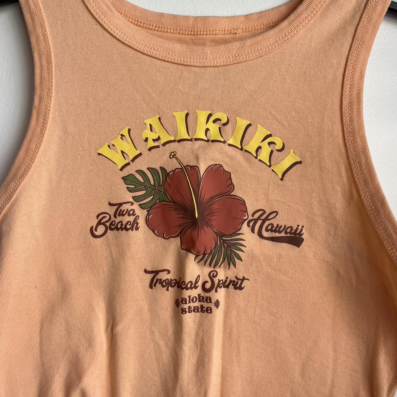 Tropical “Waikiki” graphic cropped tank top. Perfect... - Depop