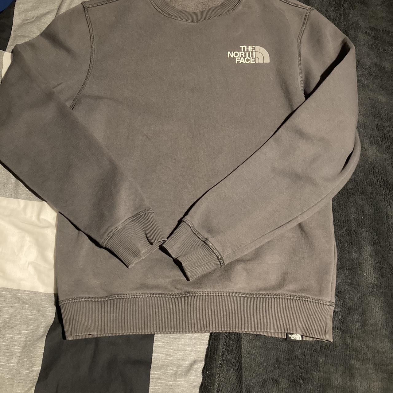 Grey north face sweatshirt Mens small Good condition - Depop