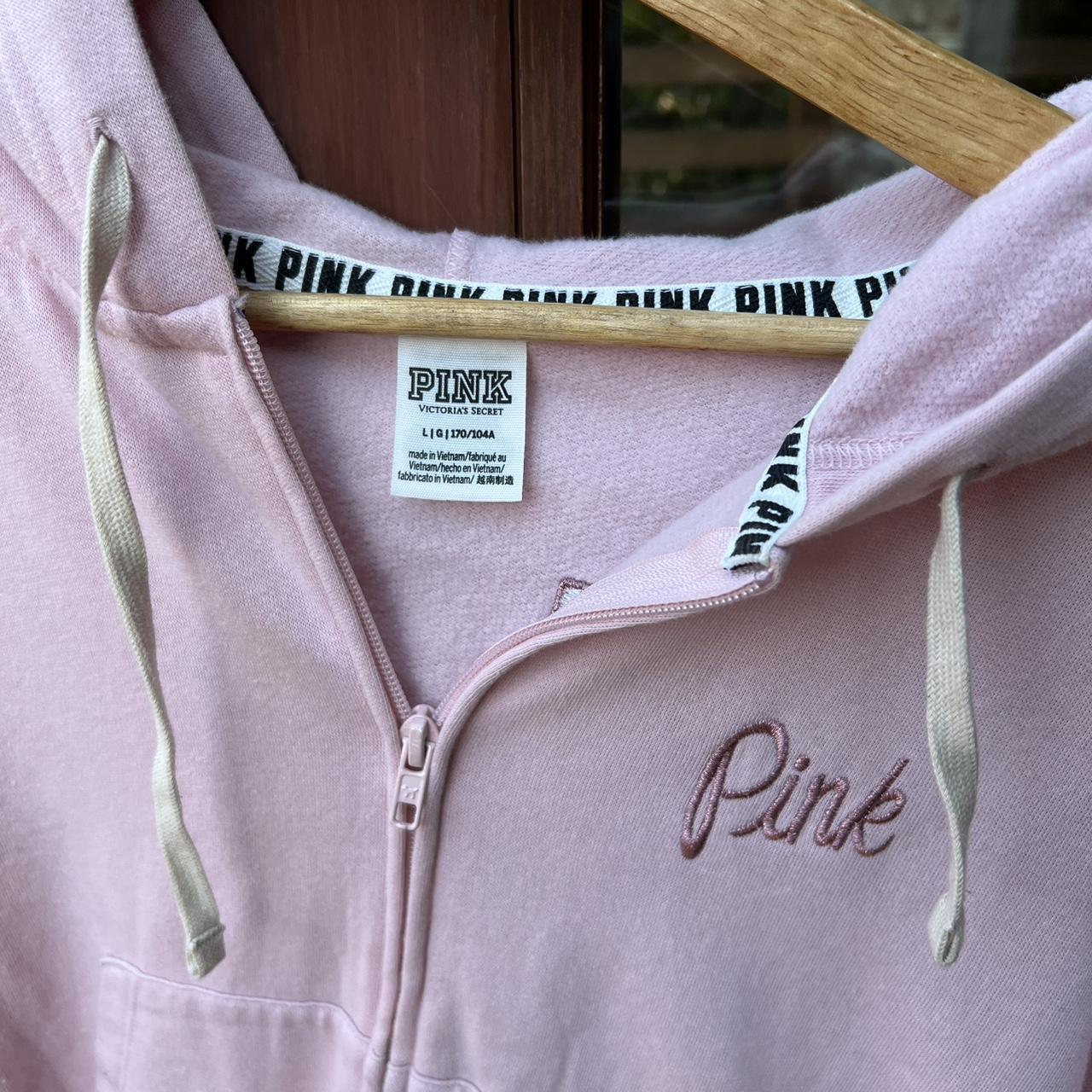 Pink Victoria's Secret zip up hoodie, baby pink... | Depop