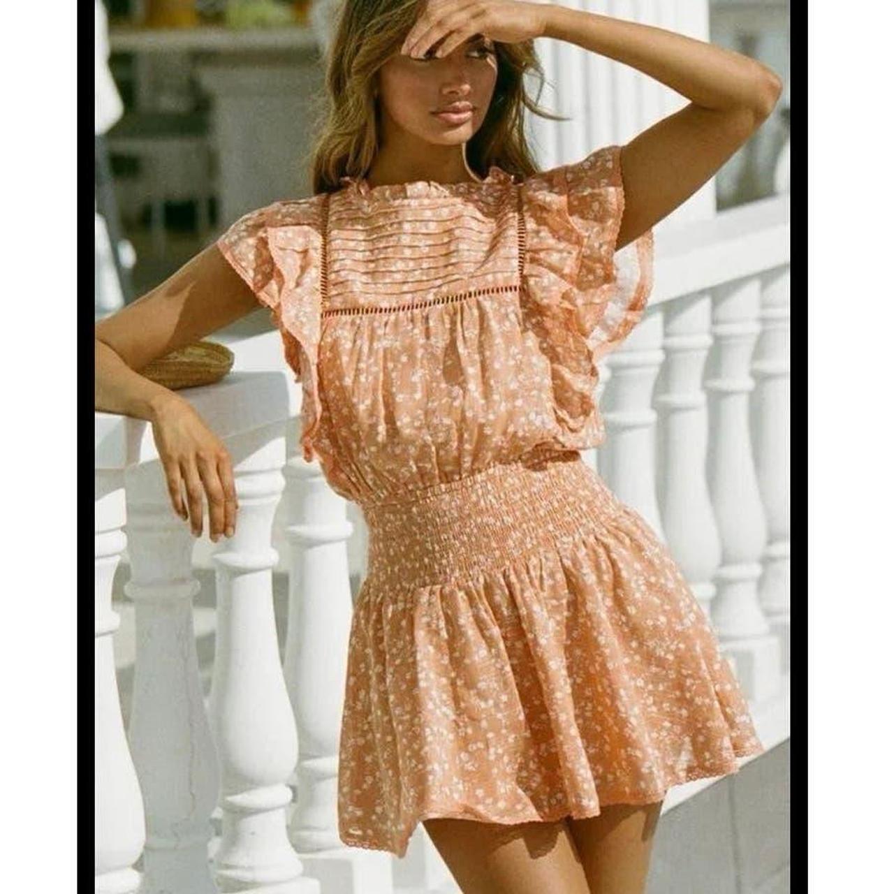 Sabo Skirt Gabrielle Dress Orange Cotton Summer... - Depop