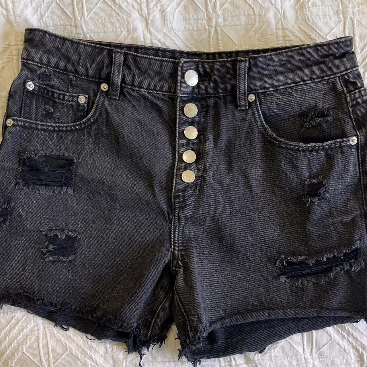 Decjuba black denim shorts Button fly with lovely... - Depop