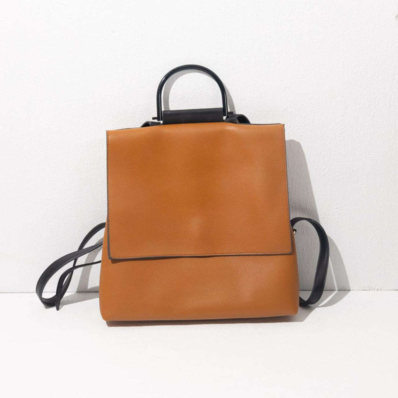 Faux leather Backpack in Tan 💫 Large sophisticated... - Depop