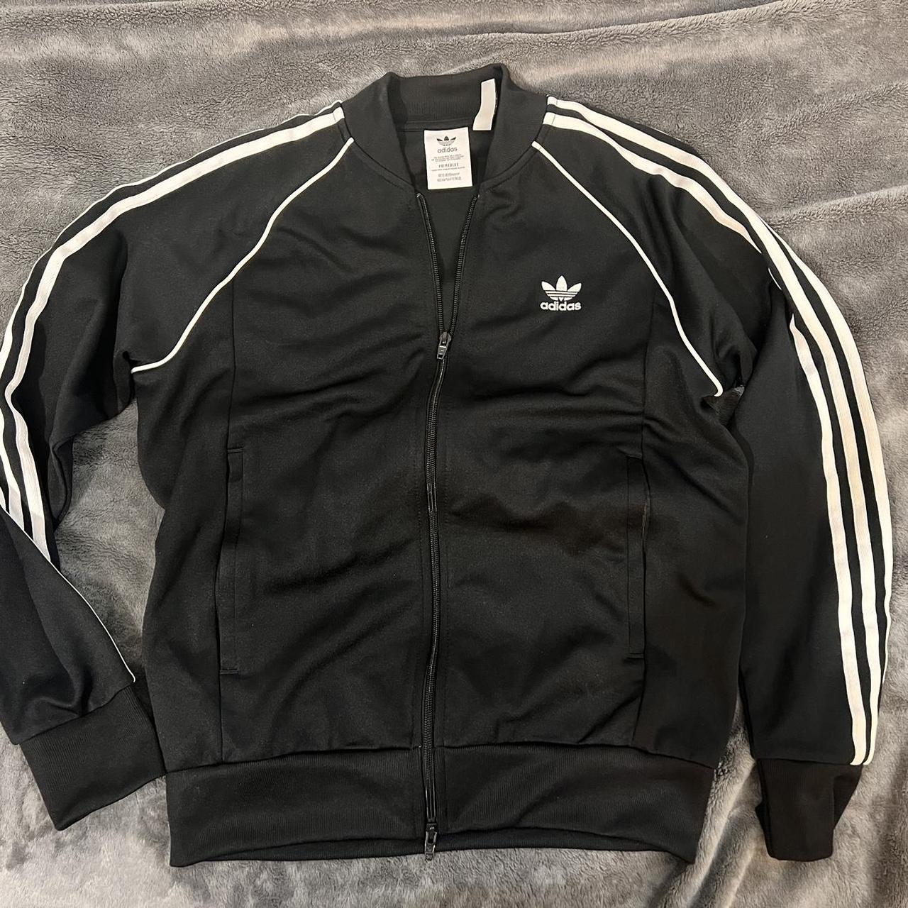 Black adidas track jacket Size M - Depop