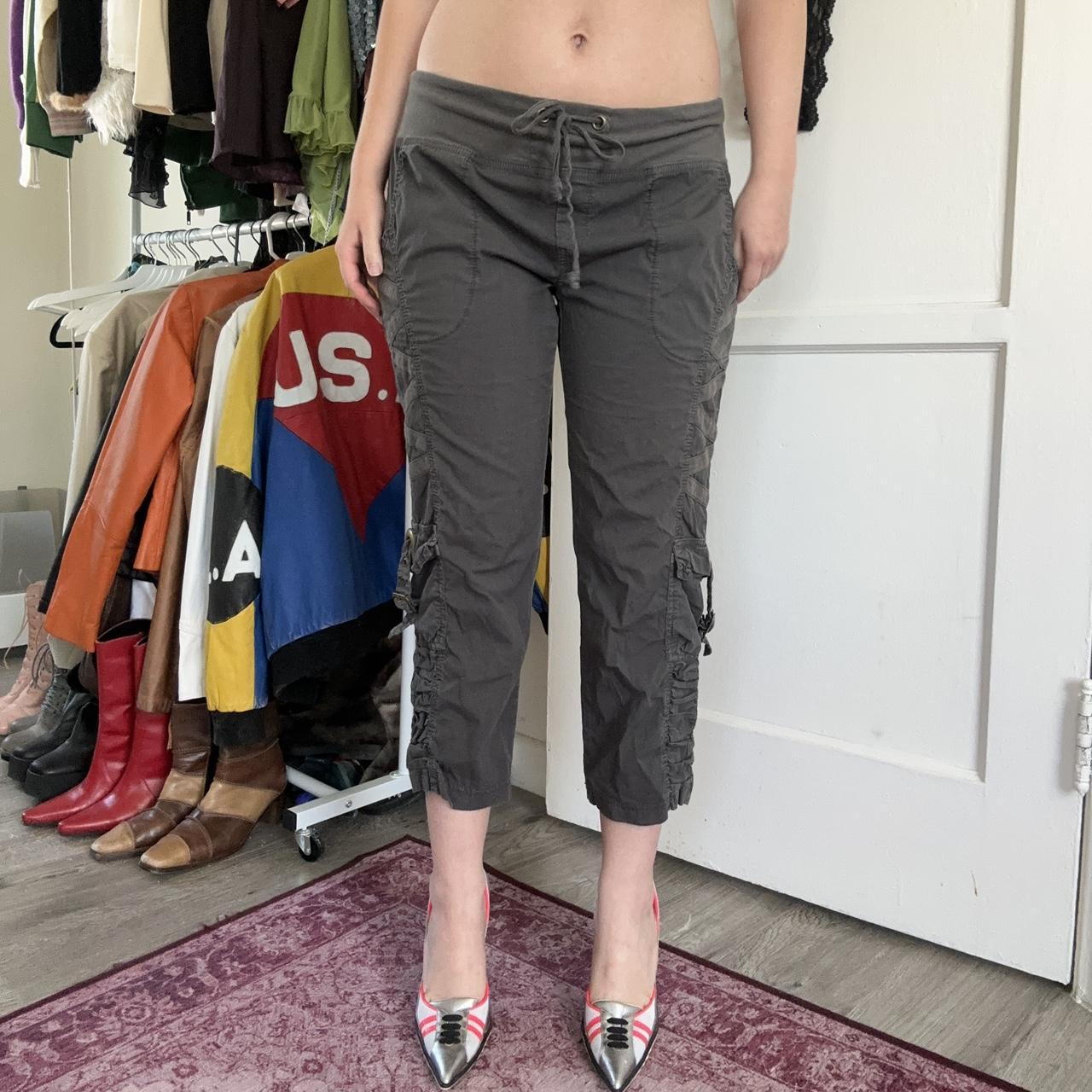 Y2K lace up grey cargo capris Size M fits true to... - Depop